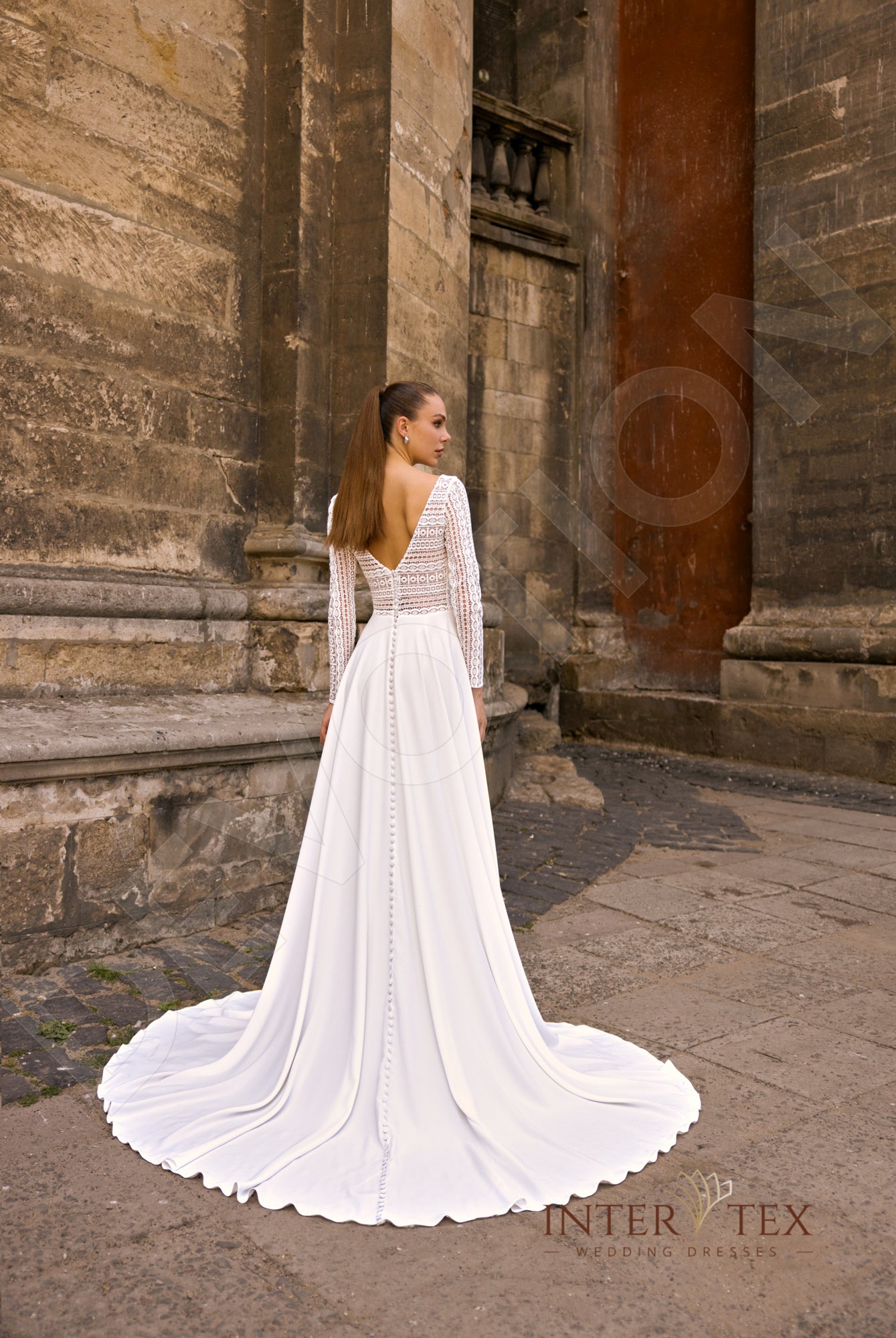 Idan A-line Boat/Bateau Milk Wedding dress