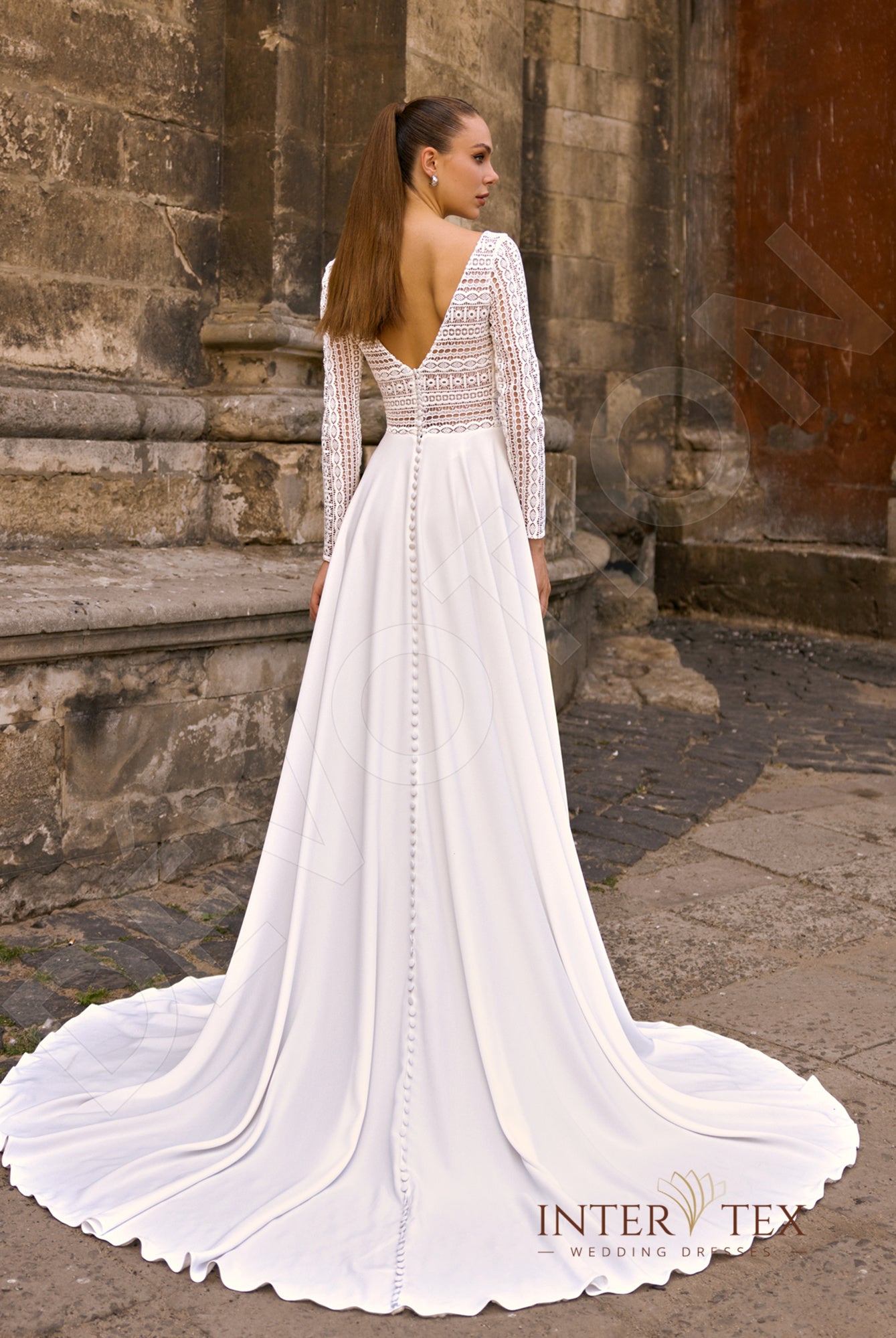 Idan A-line Boat/Bateau Milk Wedding dress